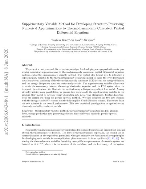 pdf supplementary variable method for developing structure preserving
