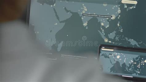 Global Cyber Attack With World Map On Computer And Mobile Phone Screen Asia On Map Internet