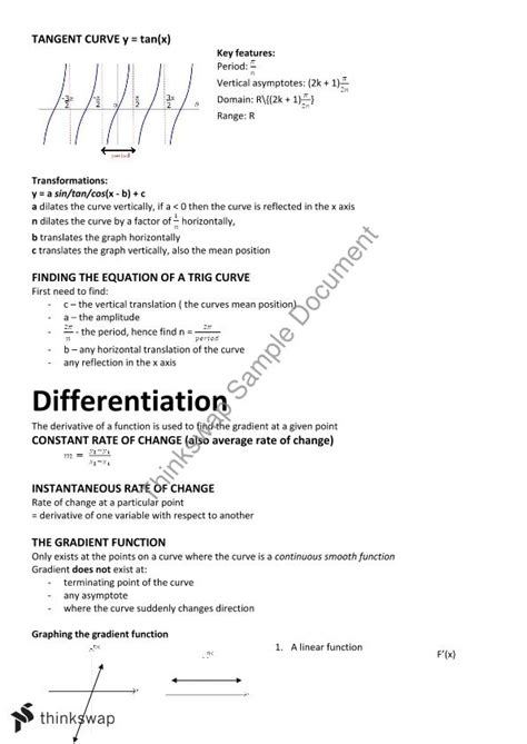 Vce Cas Mathematical Methods Units 3 And 4 Full Notes Year 12 Vce