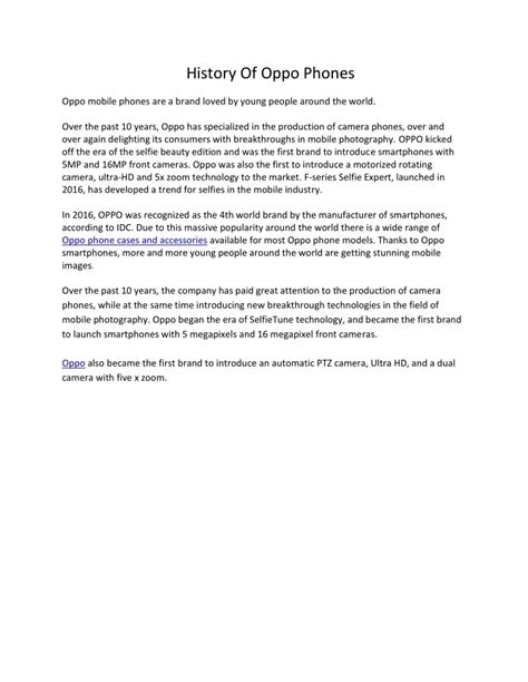 Ppt History Of Oppo Phones Powerpoint Presentation Free Download Id