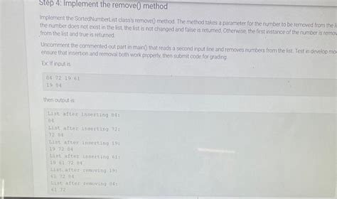 Solved 3 18 LAB Sorted Number List Implementation With Chegg Com