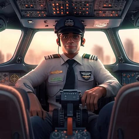 Picture Showcasing A Pilot In The Cockpit Of A Plane Premium Ai