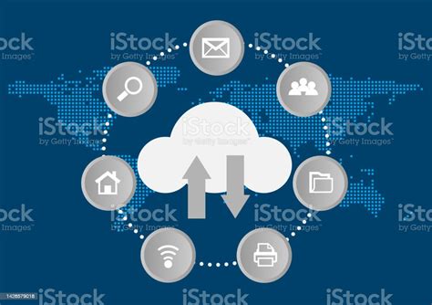 Graphics Diagram Cloud Computing Concept Infrastructure Link Access Data Management Vector