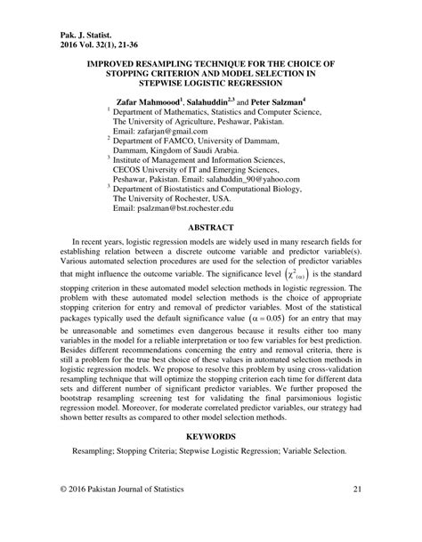 pdf improved resampling technique for the choice of stopping