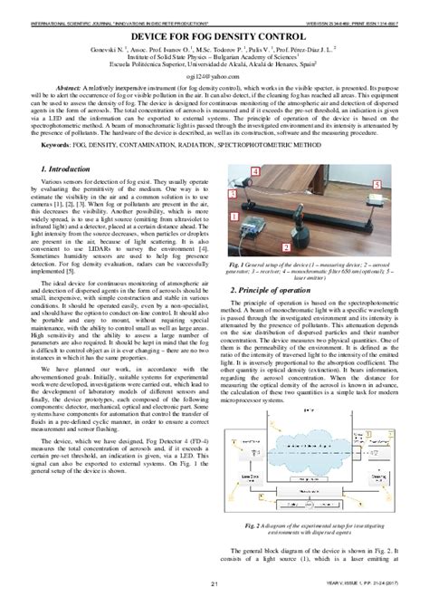 Pdf Device For Fog Density Control