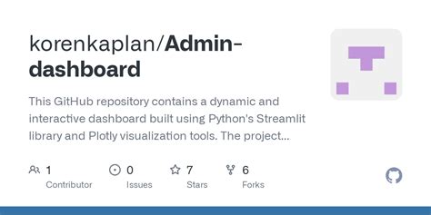 Github Korenkaplan Admin Dashboard This Github Repository Contains A Dynamic And Interactive