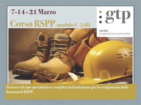 Corso Per RSPP Modulo C 24 Ore GTP Srl