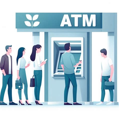 Premium Photo People Waiting In A Atm Queue