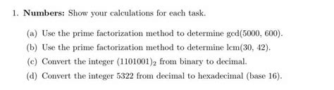 Solved Numbers Show Your Calculations For Each Task A Use The