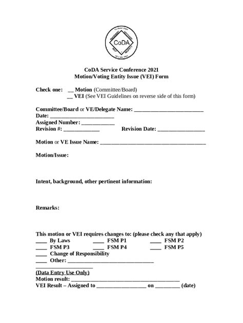 Coda Service Conference 2022 Motionvoting Entity Issue Vei Vei