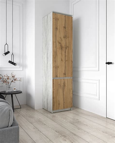 Купити Шафа пенал для одягу закритий з полицями Венге темний T217 ціна фото Moreli