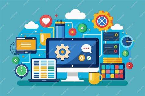 This Illustration Showcases A Vibrant Customizable Operating System With Various Digital Tools