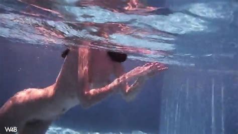 Naked Girl Is Swimming In The Pool