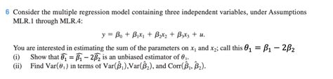 Solved Consider The Multiple Regression Model Containing