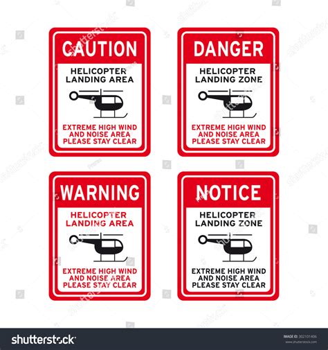 Helicopter Landing Area Caution Danger Warning Stock Vector Royalty Free 302101406 Shutterstock