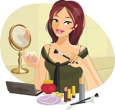 Girl Putting On Makeup Clipart