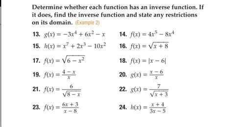 Solved Determine Whether Each Function Has An Inverse
