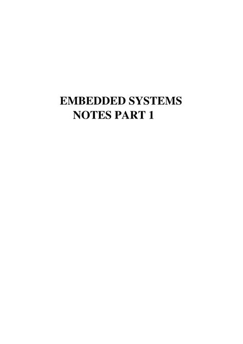 Embedded Systems Notes Part 1 Embedded Systems Notes Part 1 Fundamentals Of Embedded Systems