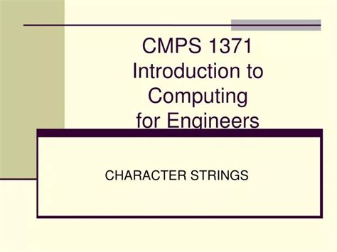 Ppt Cmps 1371 Introduction To Computing For Engineers Powerpoint