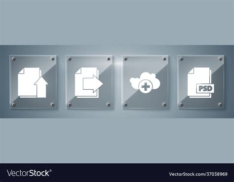 Set Psd File Document Add Cloud Next Page Arrow Vector Image