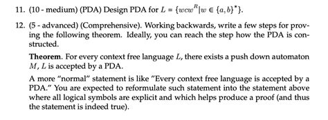 solved 11 10 medium pda design pda for l {wcw w