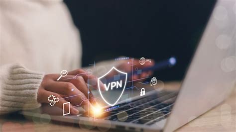 Premium Photo VPN Virtual Private Network Protocol Concept Women Use A Laptop With A