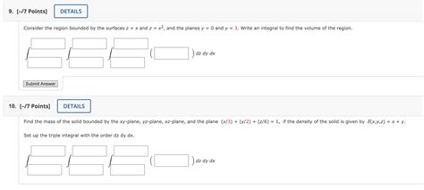 solved consider the region bounded by the surfaces z x and