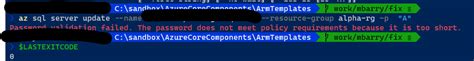 Az Sql Server Update P Returns Zero Exit Code When Password Does Not Have Sufficient Complexity