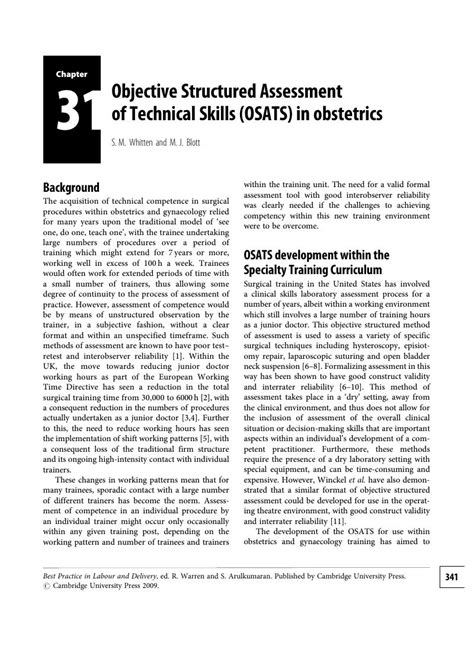 Objective Structured Assessment Of Technical Skills Osats In
