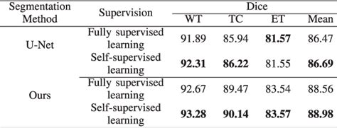 Table II From Self Supervised Multi Modal Hybrid Fusion Network For Brain Tumor Segmentation
