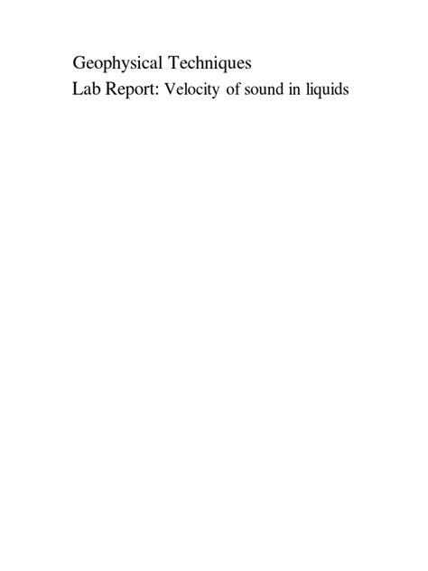 Determining The Velocity Of Sound In Distilled Water And Ethanol Using
