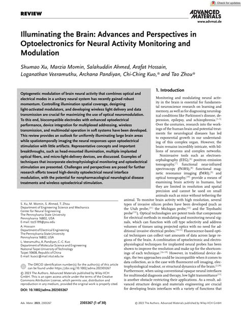 Pdf Illuminating The Brain Advances And Perspectives In Optoelectronics For Neural Activity