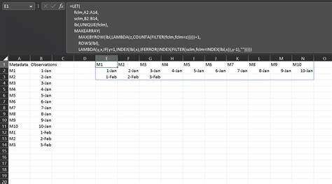 Excel Transpose Data From Two Columns To Rows For Every 10th Observation In The Second Row