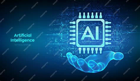 Premium Vector Ai Artificial Intelligence Ai Icon Made With Binary Code In Wireframe Hand