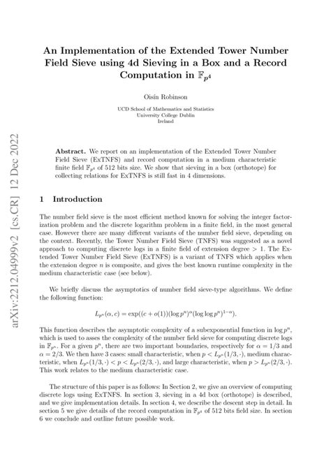 An Implementation Of The Extended Tower Number Field Sieve Using 4d Sieving In A Box And A