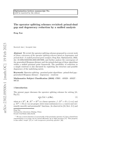 Pdf The Operator Splitting Schemes Revisited Primal Dual Gap And