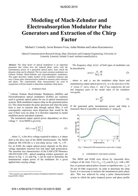 Pdf Modeling Of Mach Zehnder And Electroabsorption Modulator Pulse Generators And Extraction