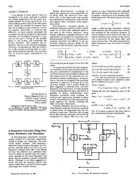 Pdf A Parametric Converter Using Non Linear Resistance And Reactance
