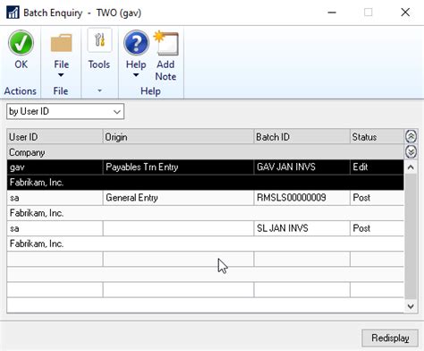 Dynamics Gp Using The Batch Enquiry” Window To Assist Troubleshooting The Receiving” Or