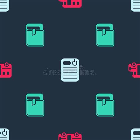 Set School Bus Dossier Folder And Book On Seamless Pattern Vector Stock Vector Illustration
