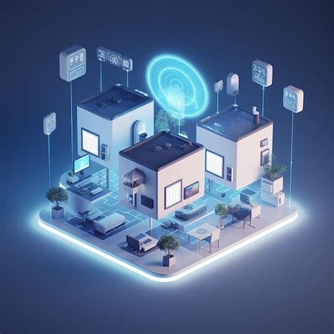 Premium Photo Concept Of Home Devices On Multiple Houses Conected Networked