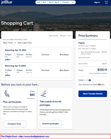 Jetblue New York Salt Lake City Utah And Vice Versa 236 Basic