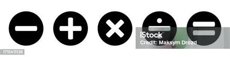 기본 수학 아이콘 기본 수학 기호입니다 수학 기호 집합 더하기 빼기 곱셈 나눗셈 같음 흰색 배경에 격리된 벡터 그림입니다 곱셈에 대한 스톡 벡터 아트 및 기타 이미지
