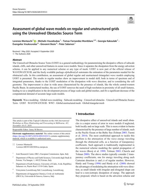 Pdf Assessment Of Global Wave Models On Regular And Unstructured
