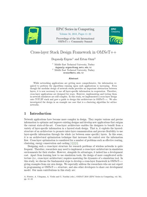 Cross Layer Stack Design Framework In Omnet Pdf Computer Network Computer Cluster