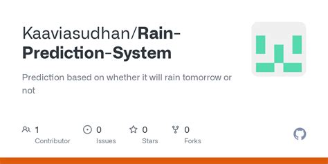 GitHub Kaaviasudhan Rain Prediction System Prediction Based On Whether It Will Rain Tomorrow