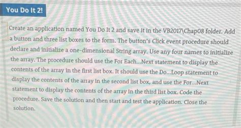 Solved You Do It 2 Create An Application Named You Do It 2