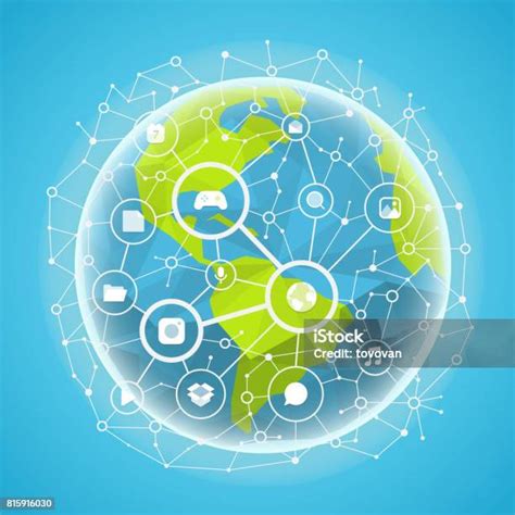 소셜 미디어 네트워크 벡터 개념입니다 지구에 추상 통신 체계 0명에 대한 스톡 벡터 아트 및 기타 이미지 0명 Brand Name Online Messaging