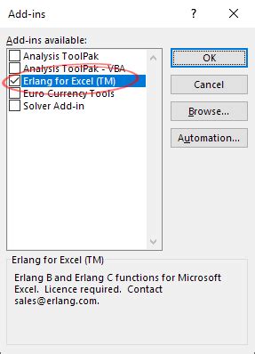 Installing Erlang For Excel Manually