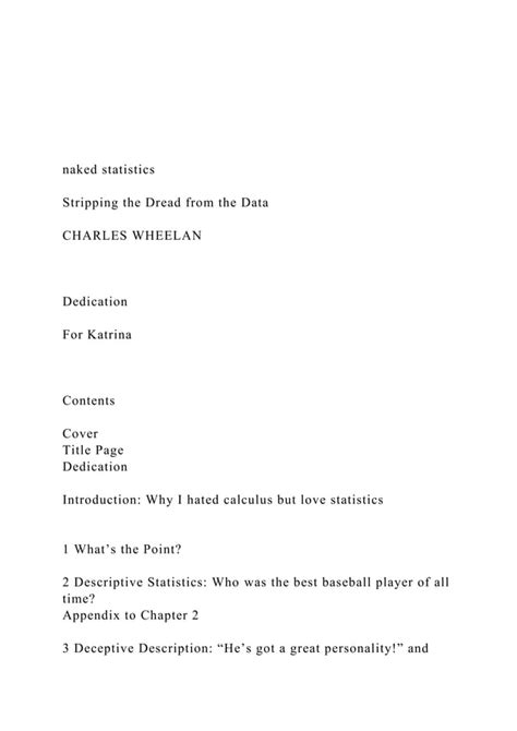 Naked StatisticsStripping The Dread From The DataC Docx